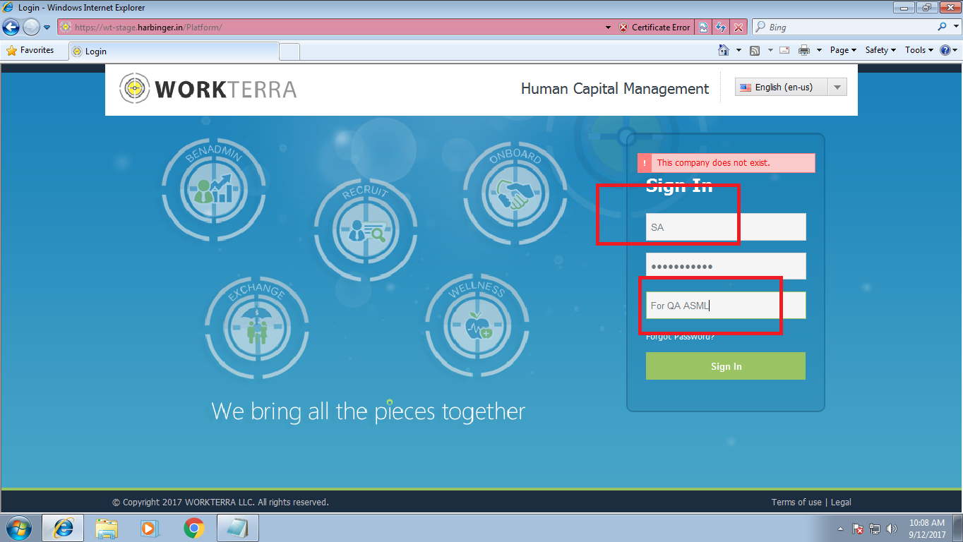 [WT-11042] IE-8- Finctional-Not able to login on LB wtih SA, Partner without enter company name ...